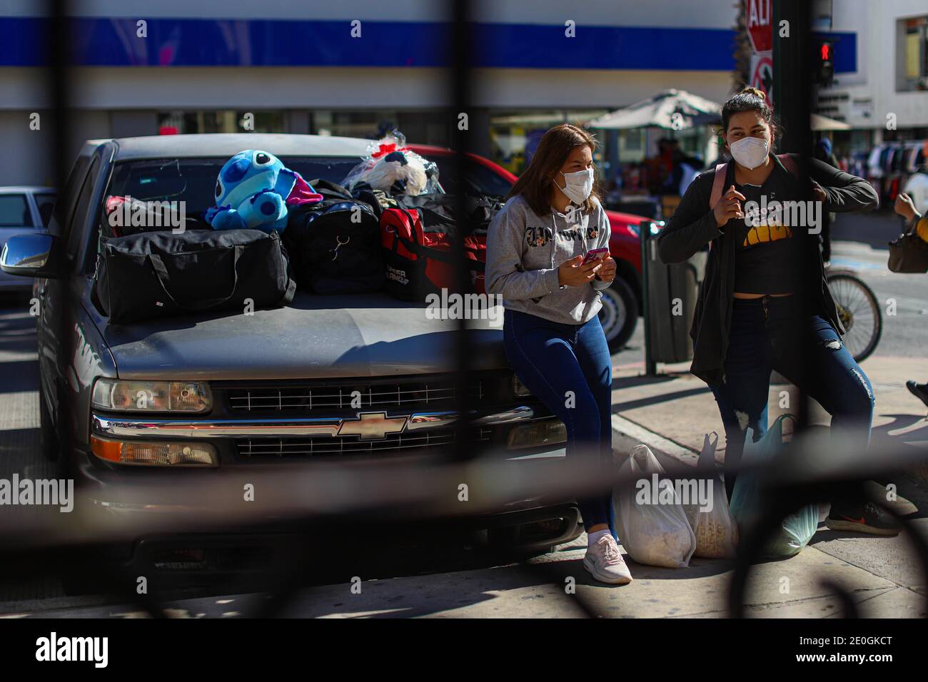 HERMOSILLO, MEXICO DECEMBER 31: People walk the streets of downtown for ...