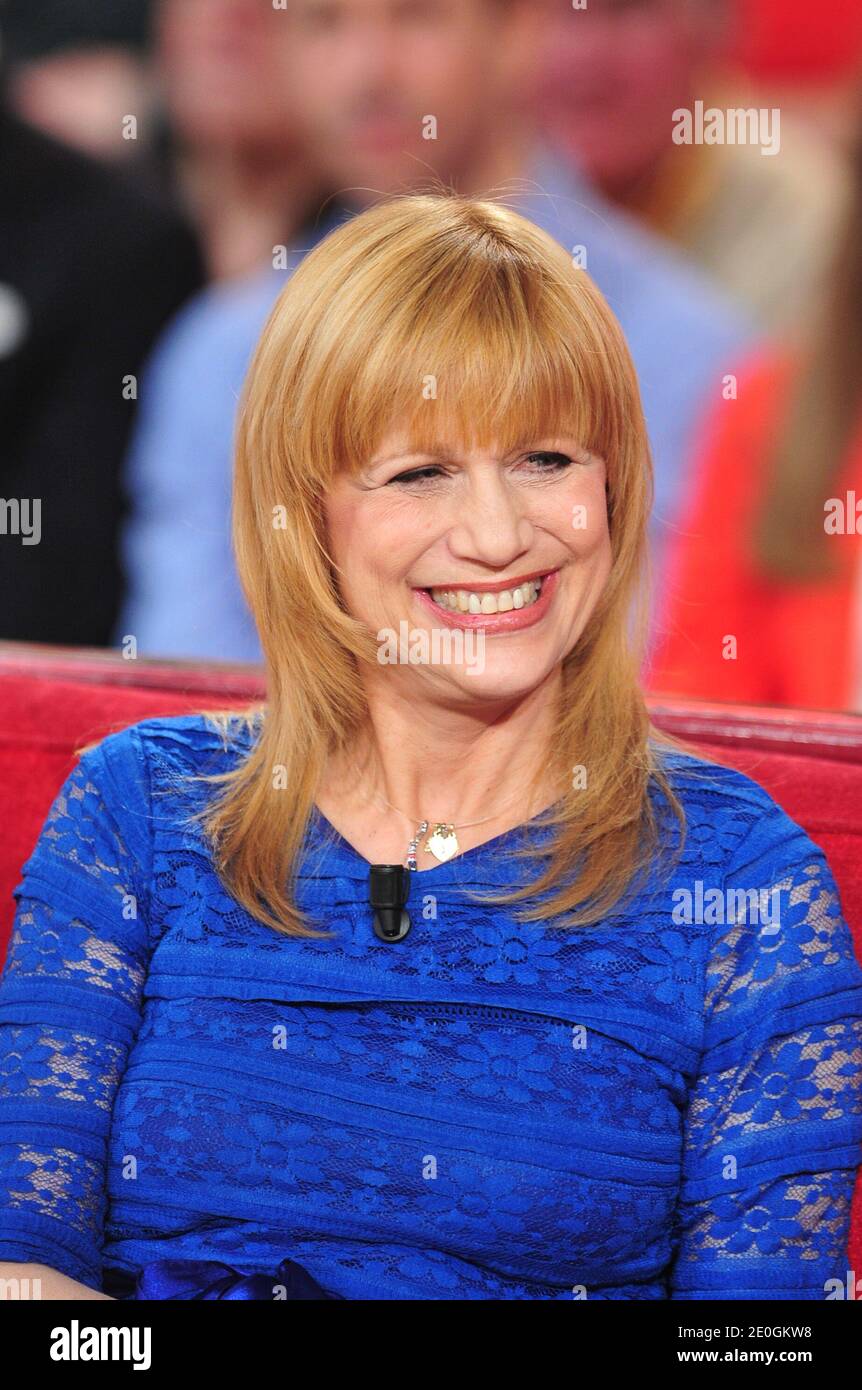 Stone at the taping of Vivement Dimanche on April 18, 2012 in Paris ...