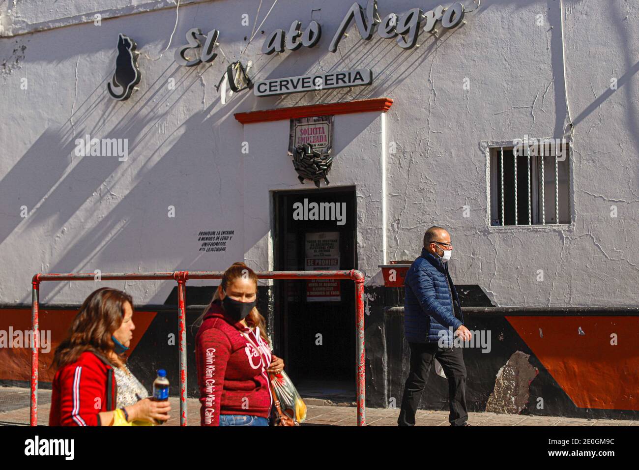 HERMOSILLO, MEXICO DECEMBER 31: People walk the streets of downtown for ...