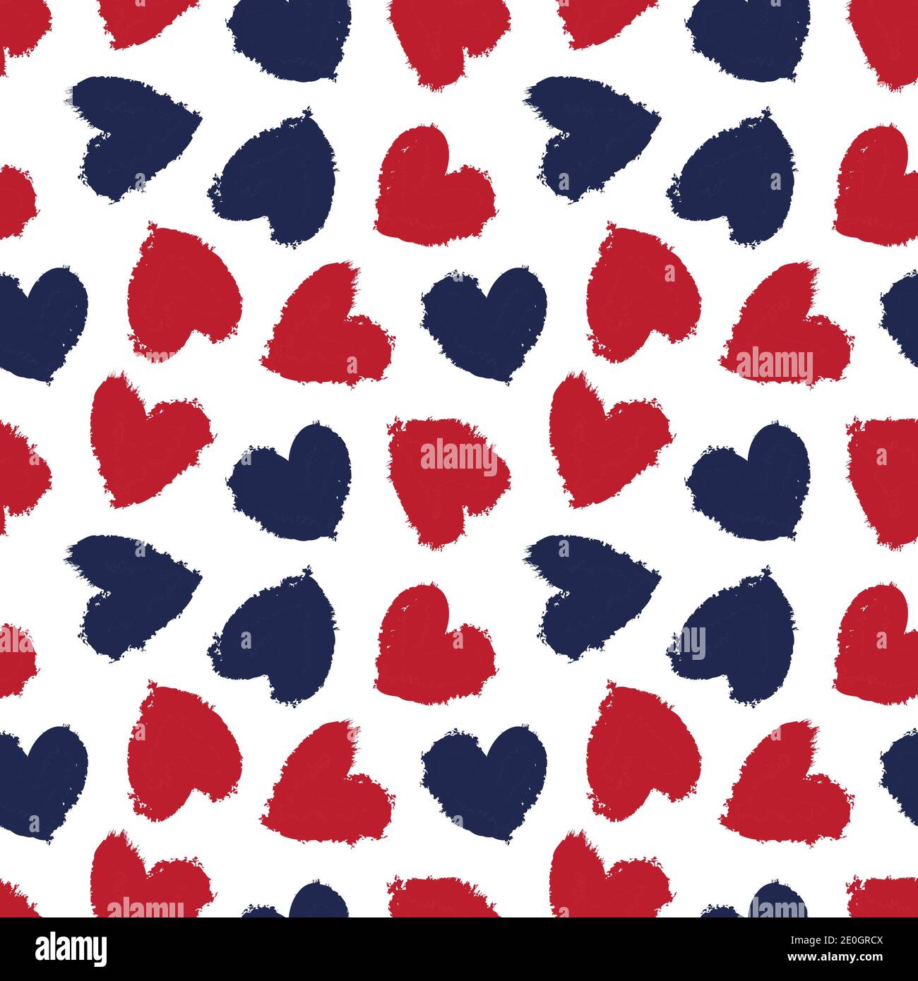 Red Navy Heart shaped brush stroke seamless pattern background for ...