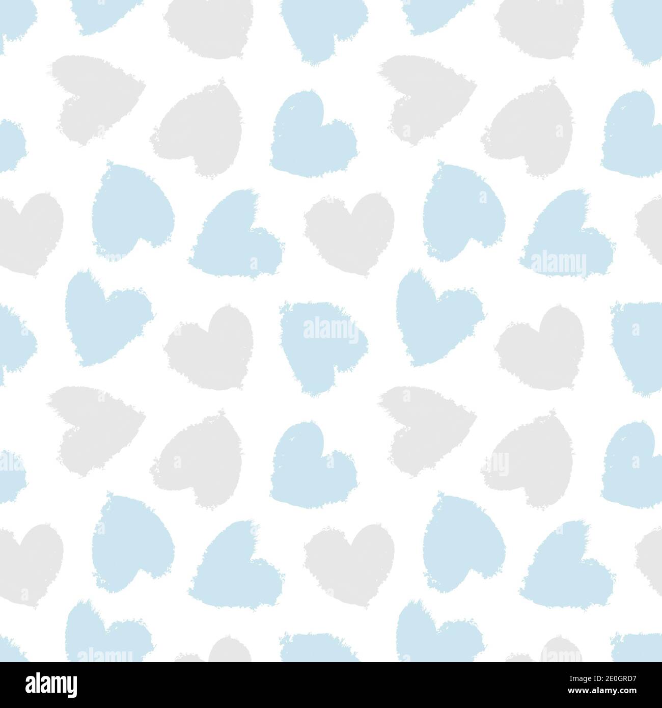 Sky Blue Heart shaped brush stroke seamless pattern background for ...