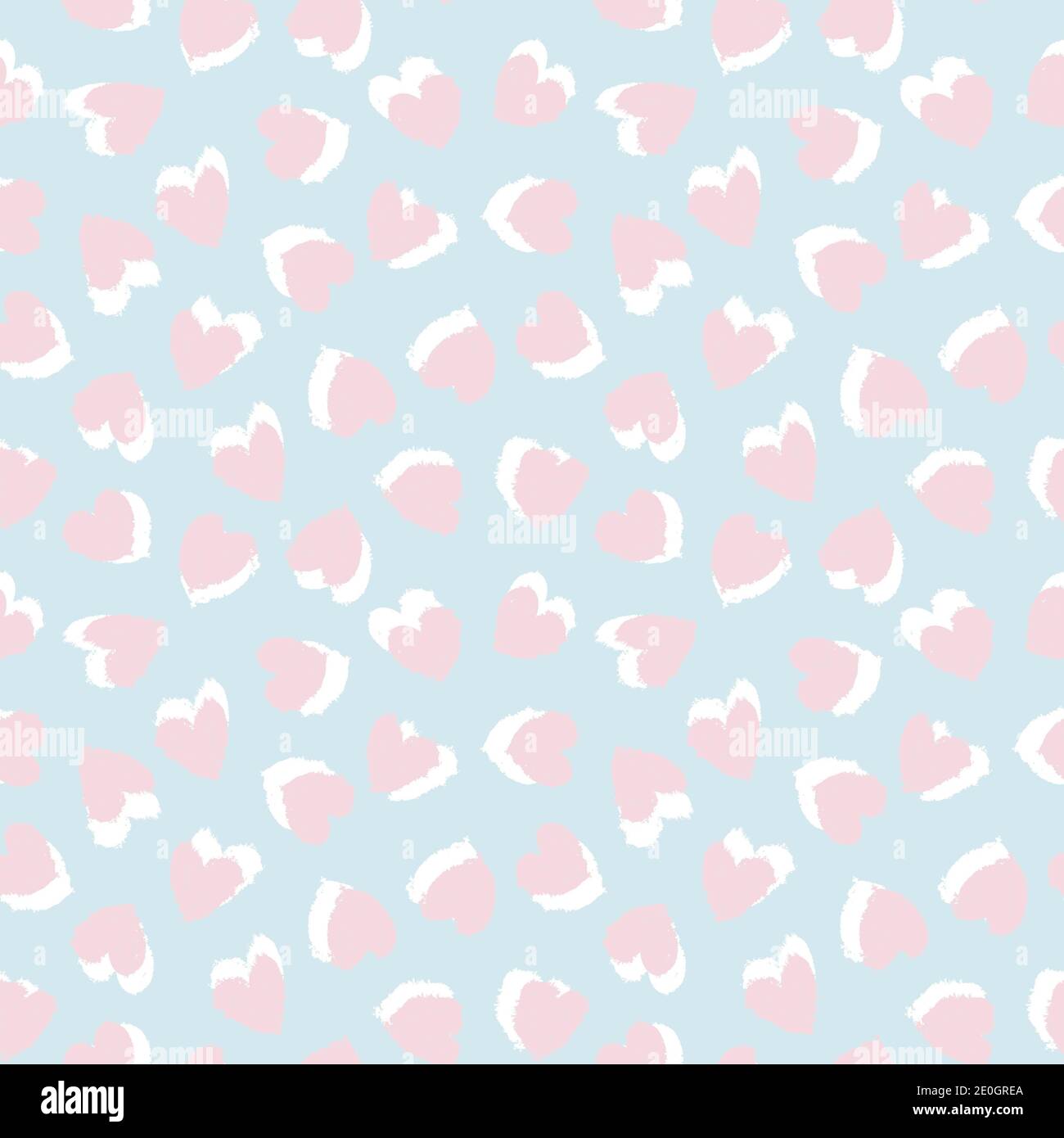 Sky Blue Heart shaped brush stroke seamless pattern background for ...