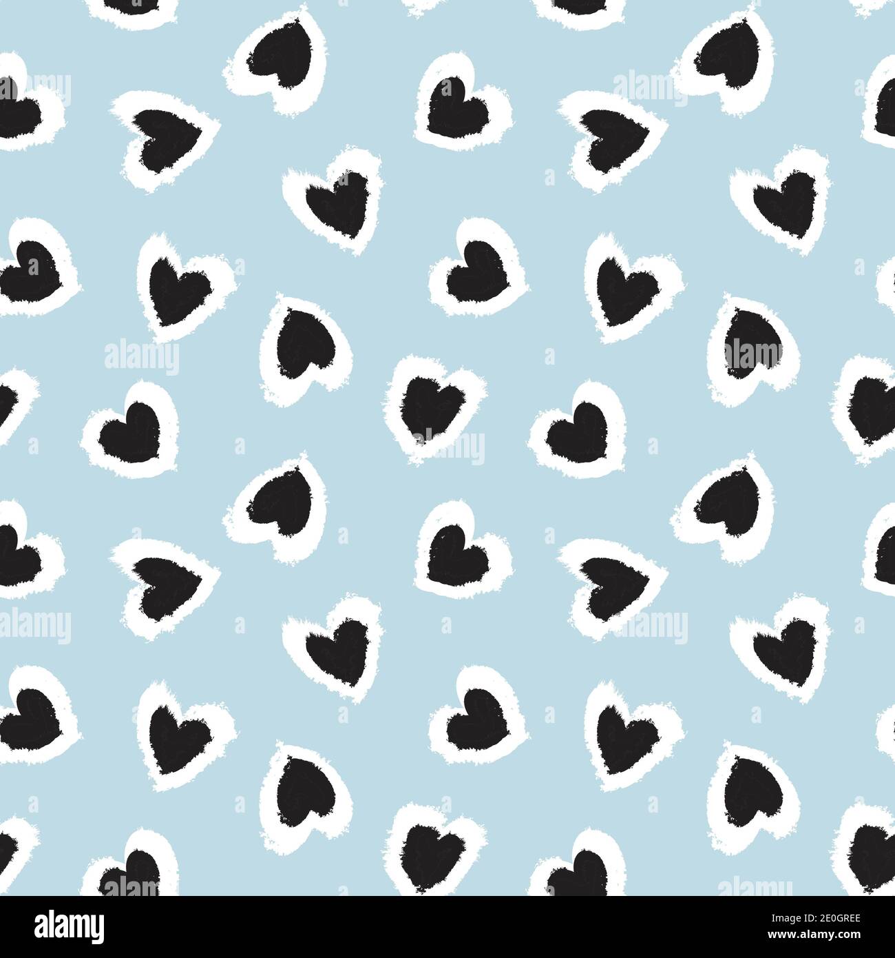 Sky Blue Heart shaped brush stroke seamless pattern background for ...