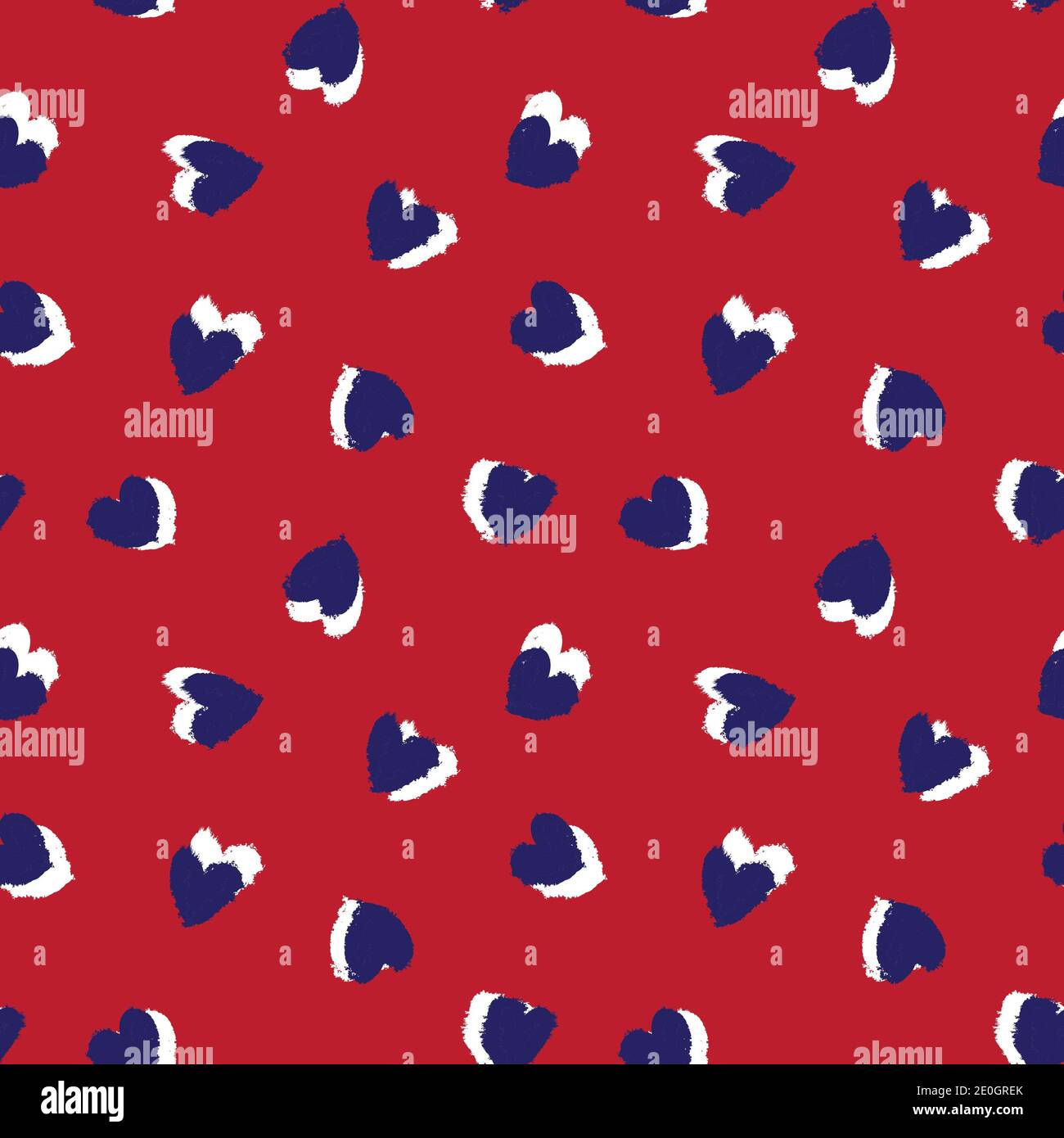 Red Navy Heart shaped brush stroke seamless pattern background for ...