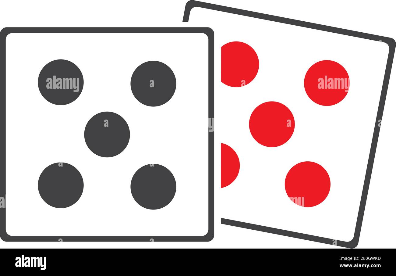 Dices sign icon. Casino game symbol. Flat dice icon. Round button with ...