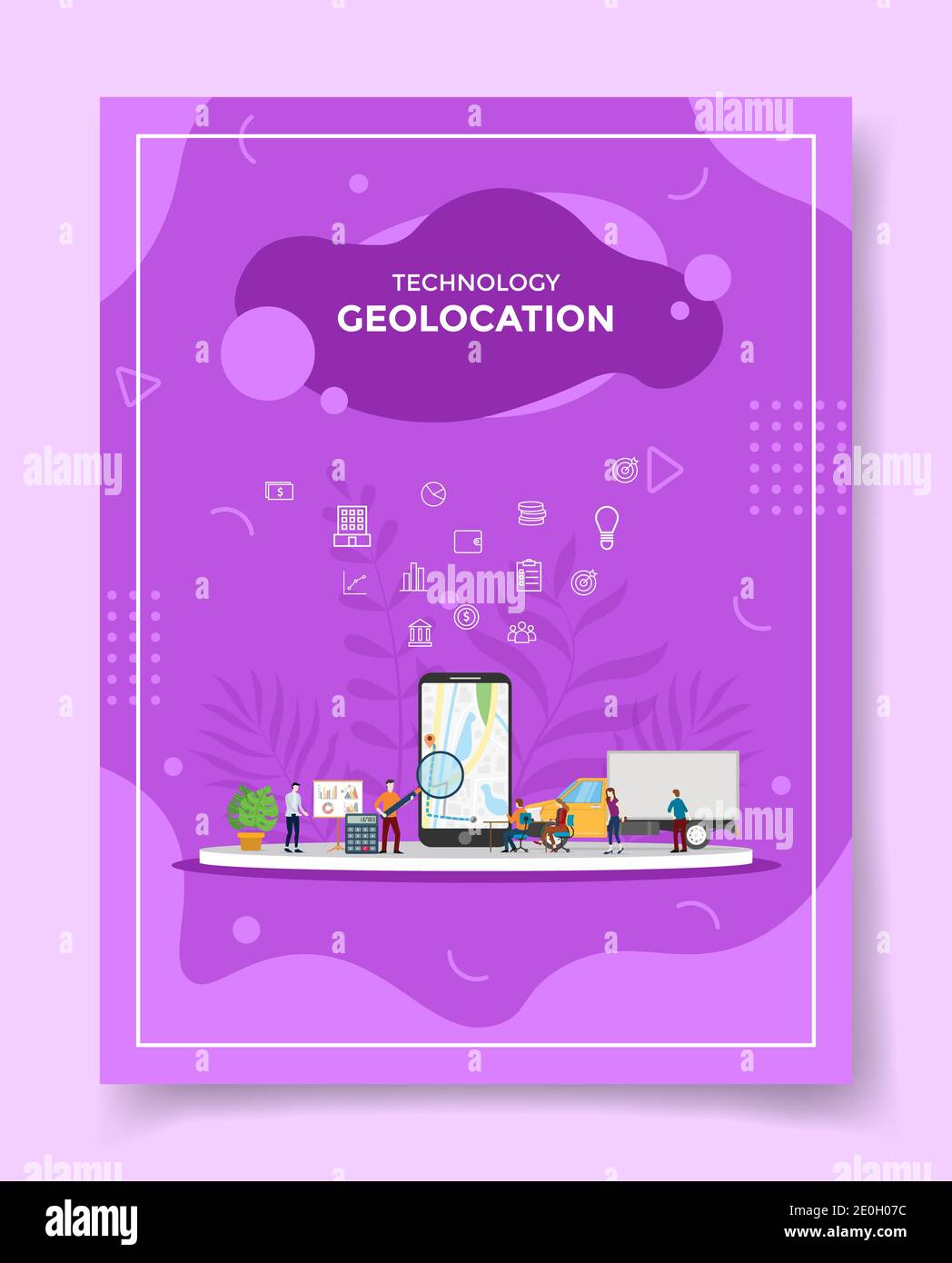 geolocation people around smartphone map in display van truck ...