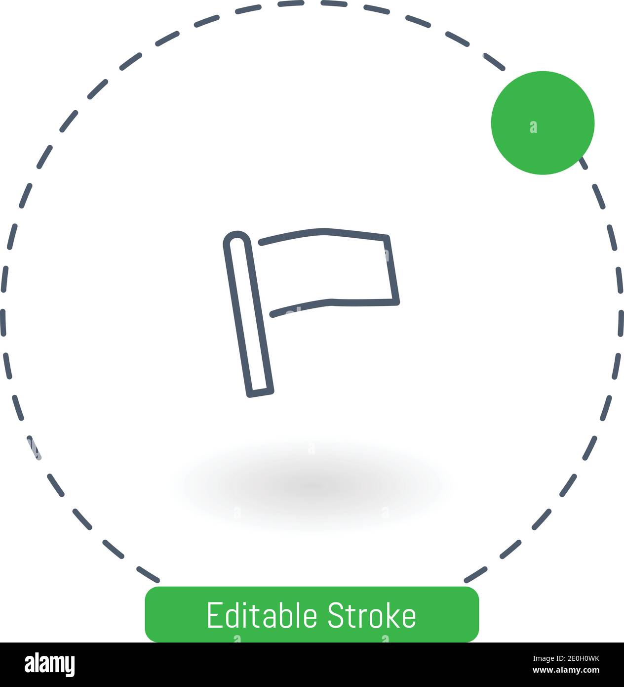 rectangular flag with pole drawing vector icon editable stroke outline ...