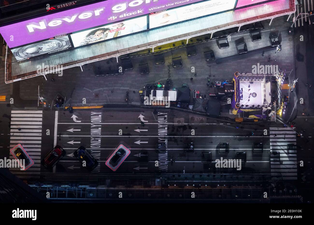 New York, USA. 31st Dec, 2020. Photo taken on Dec. 31, 2020 shows Times ...