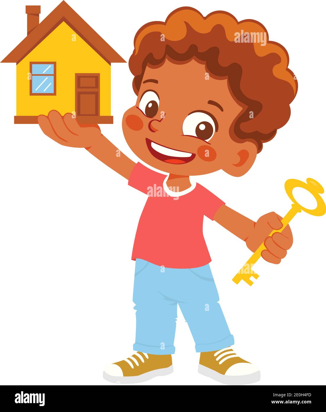Boy holding house and key Stock Vector Image & Art - Alamy