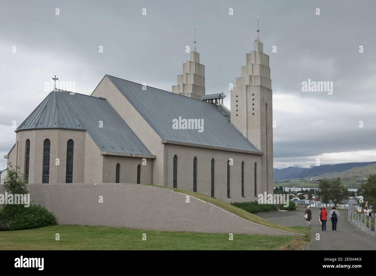 Akureyri, Iceland - July 27, 2017: The back side of Akureyrarkirkja ...