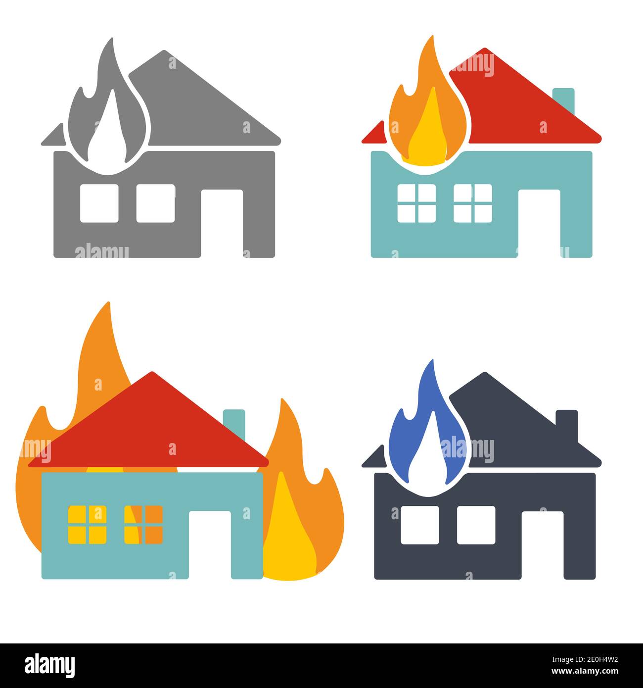 House building in flames, fire Insurance concept vector Stock Vector ...