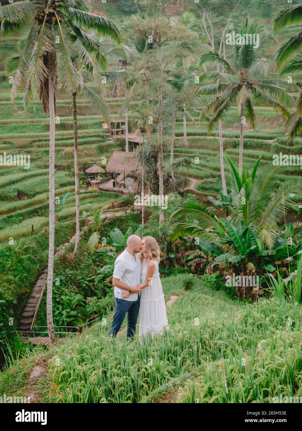 December 9, 2020. Bali, Indonesia. Happy caucasian couple at rice ...