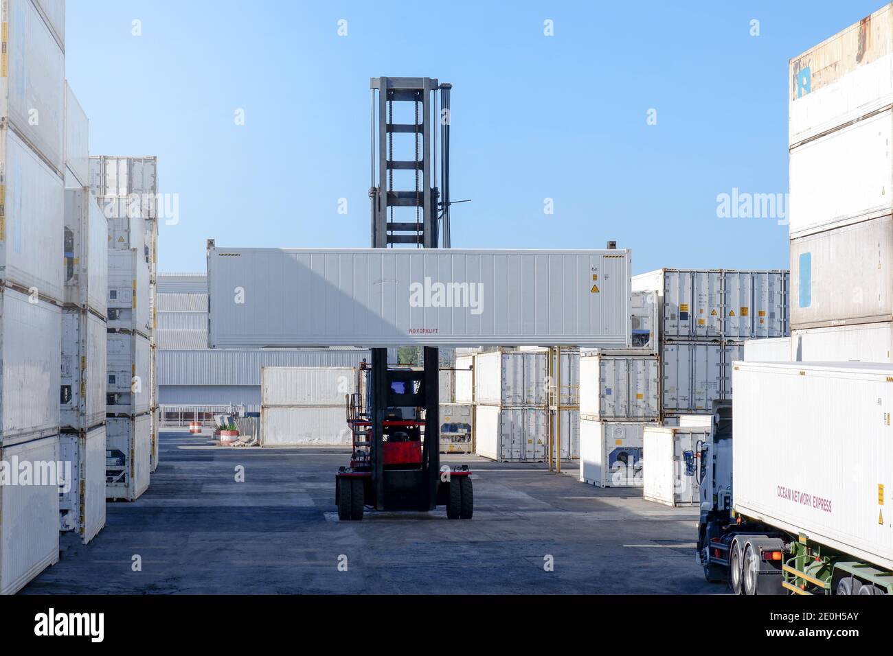 Container lifting tools Were used in the field Stock Photo - Alamy