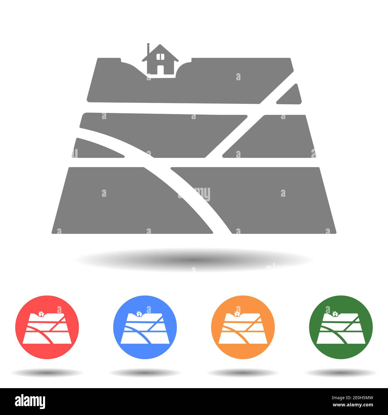 Flat map with home pointer vector icon Stock Vector Image & Art - Alamy