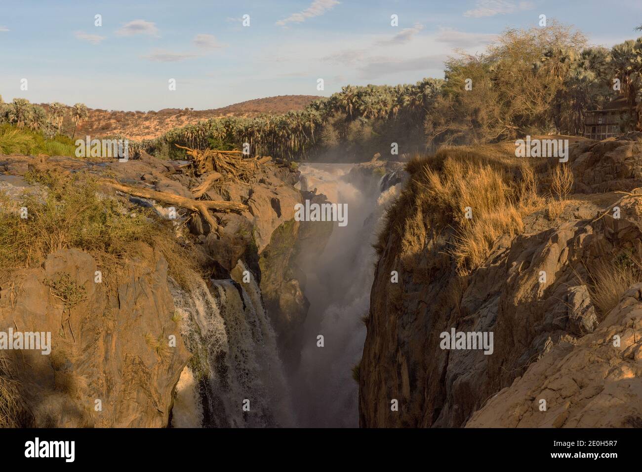 The Epupa Falls of the Kunene River on the border between Angola and ...