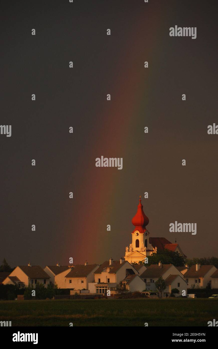 beautiful rainbow church portrait Stock Photo - Alamy