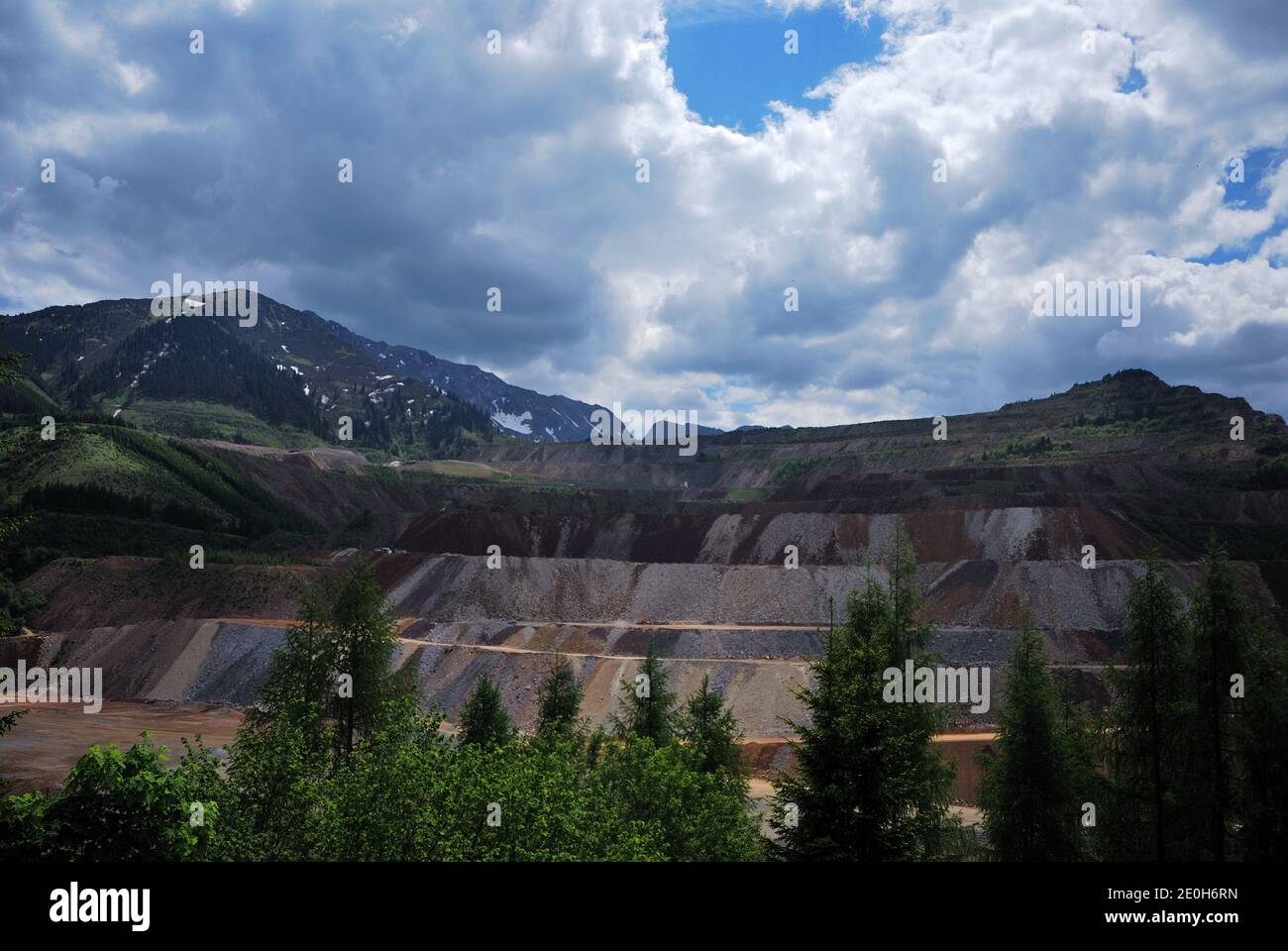 ore mining mountain with many gradual degradation in Austria Stock ...