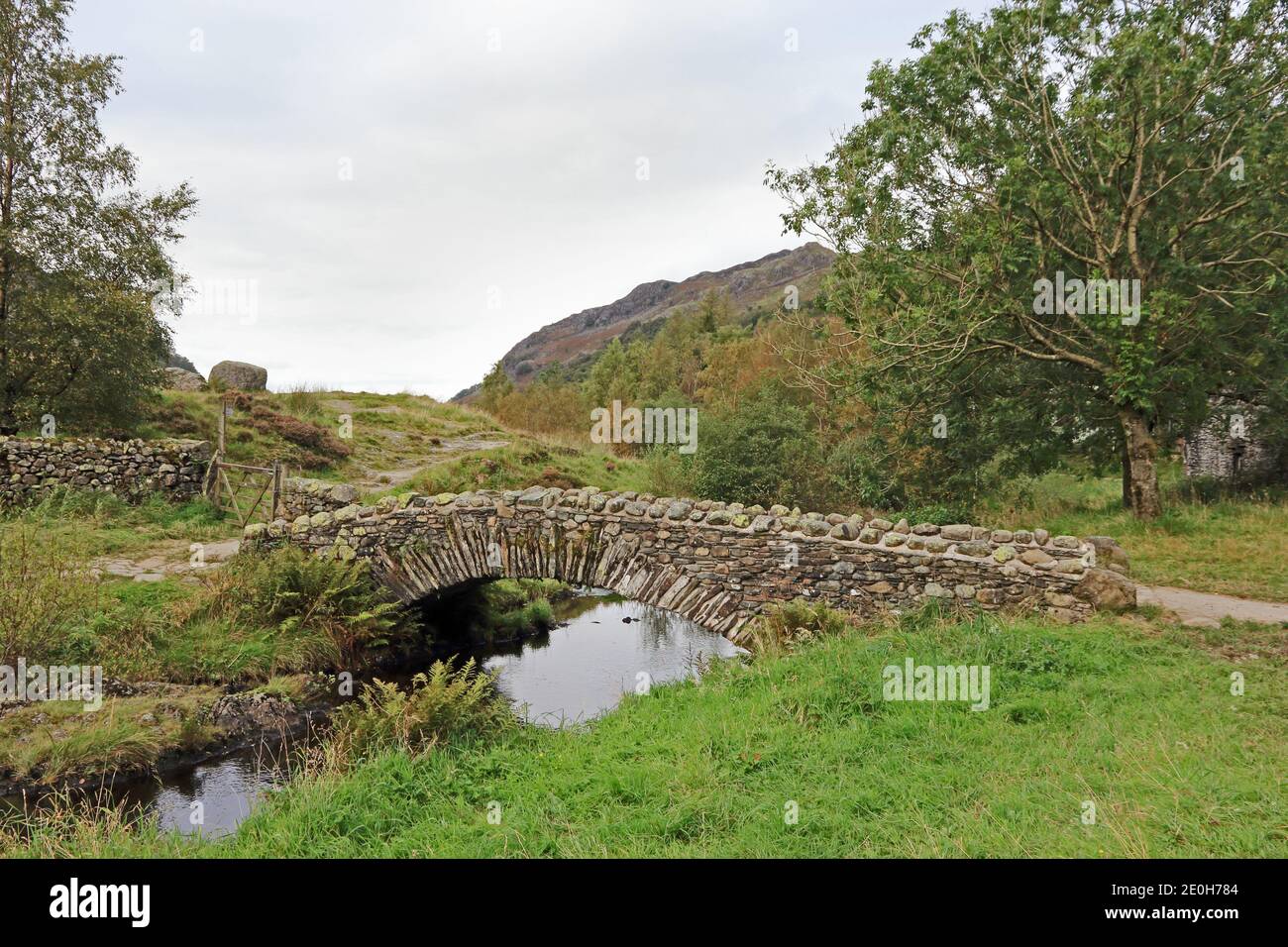 Stone packhorse bridge over Watendlath Beck, Watendlath Stock Photo - Alamy