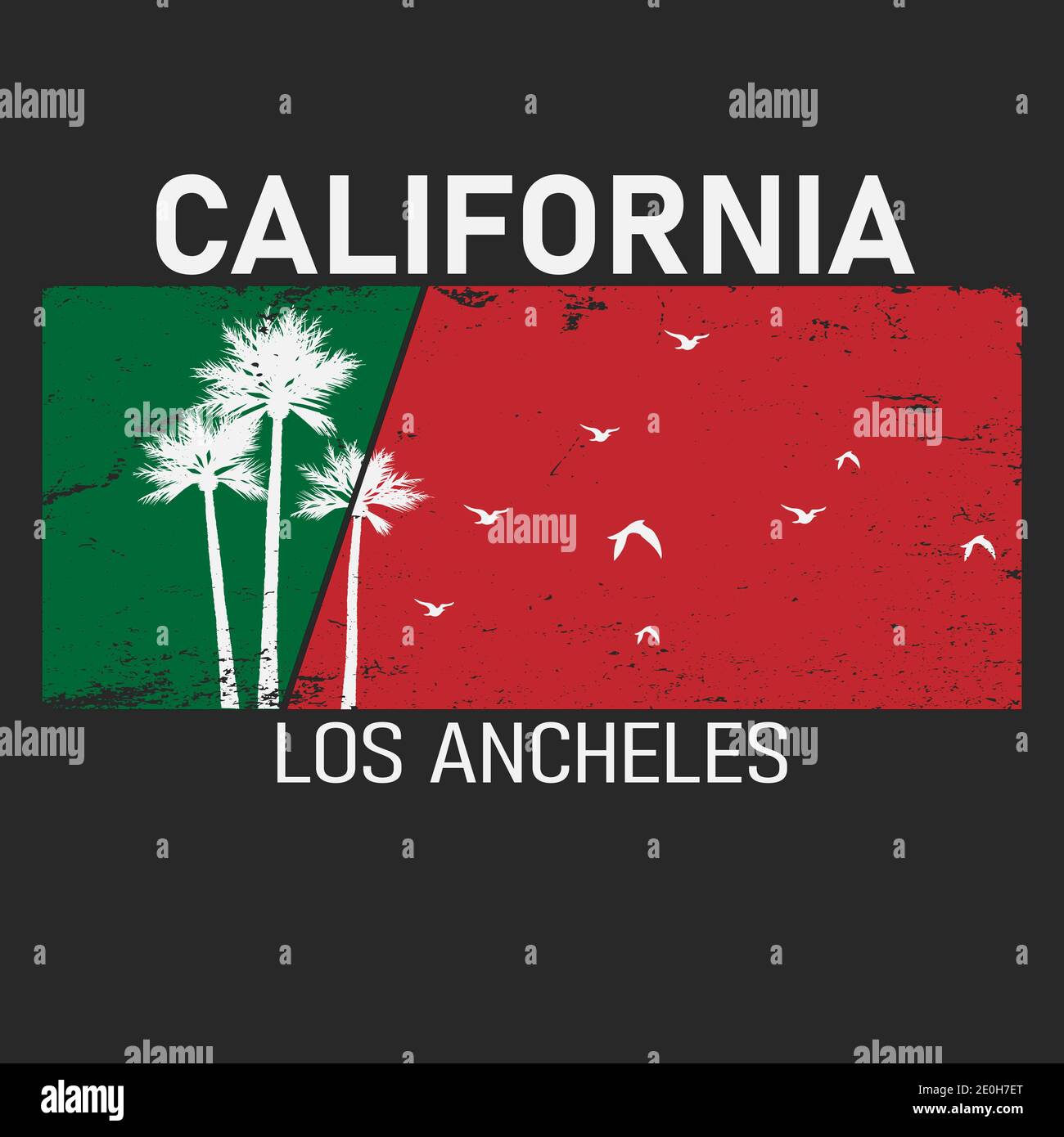 Vector illustration on the theme of Los Angeles, California. Grunge ...