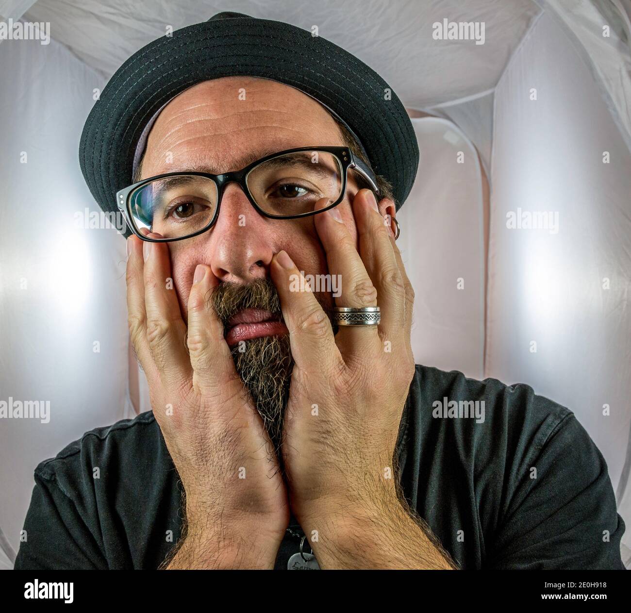 Bearded desperately looking man hi-res stock photography and images - Alamy