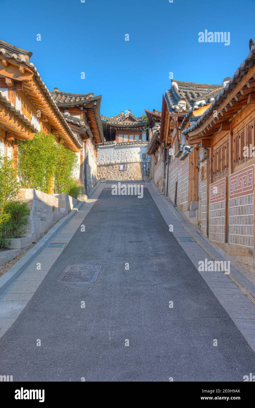 Street at Bukchon hanok village in Seoul, Republic of Korea Stock Photo ...