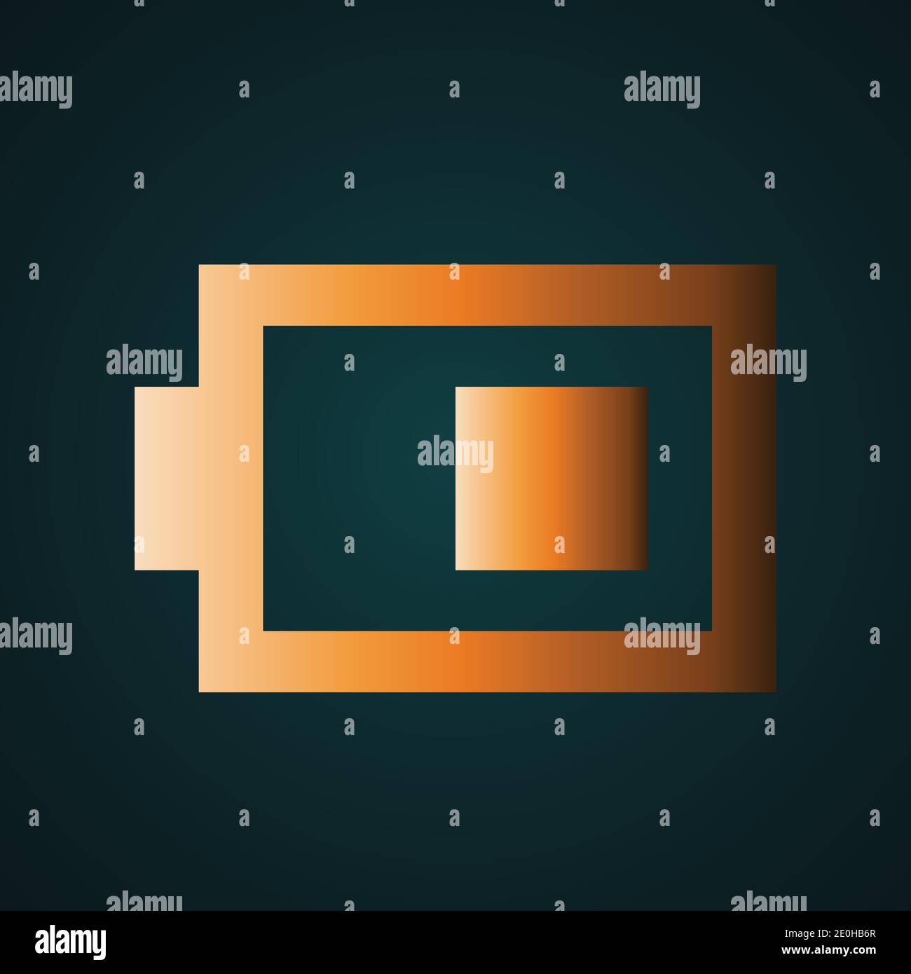 Half battery icon vector logo. Gradient gold concept with dark ...