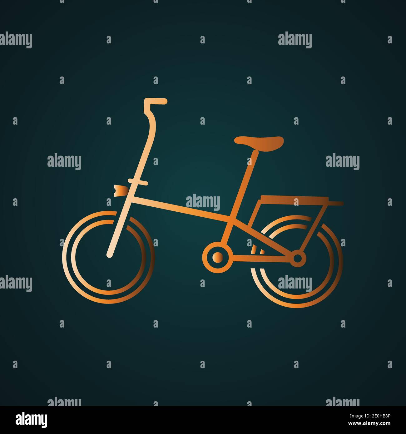 Woman bicycle icon vector logo. Gradient gold concept with dark ...