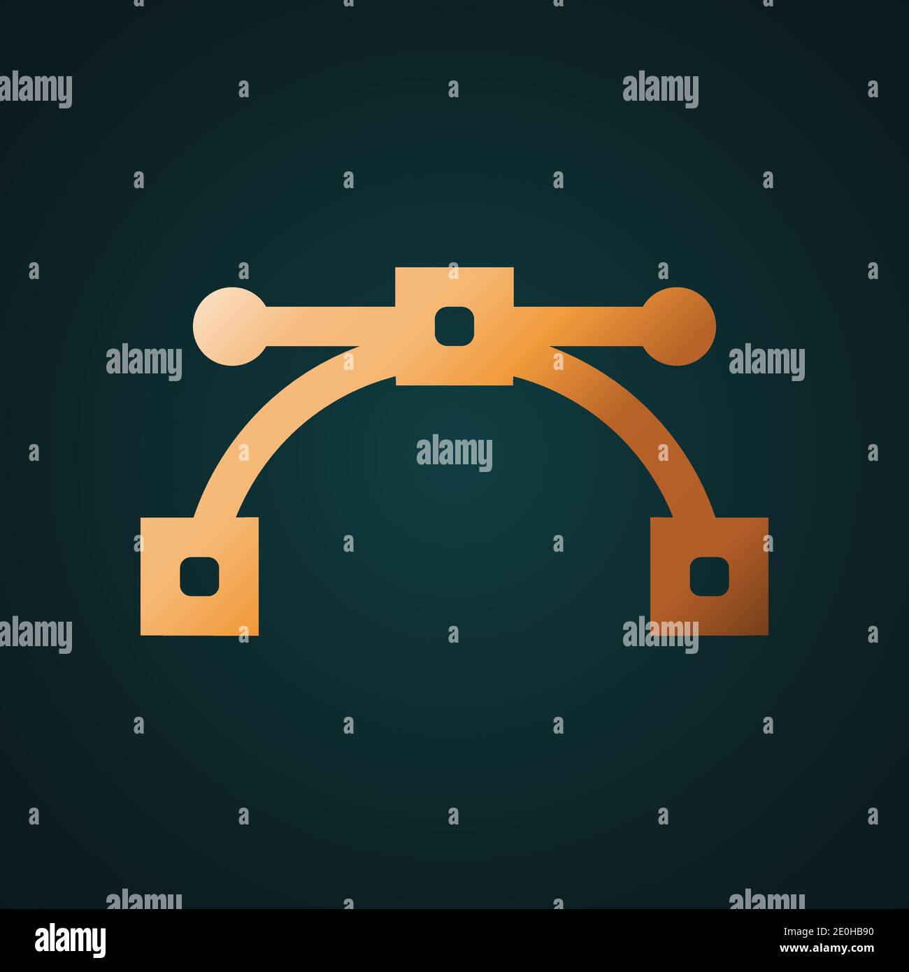 Arc curve tool icon vector. Gradient gold concept with dark background ...