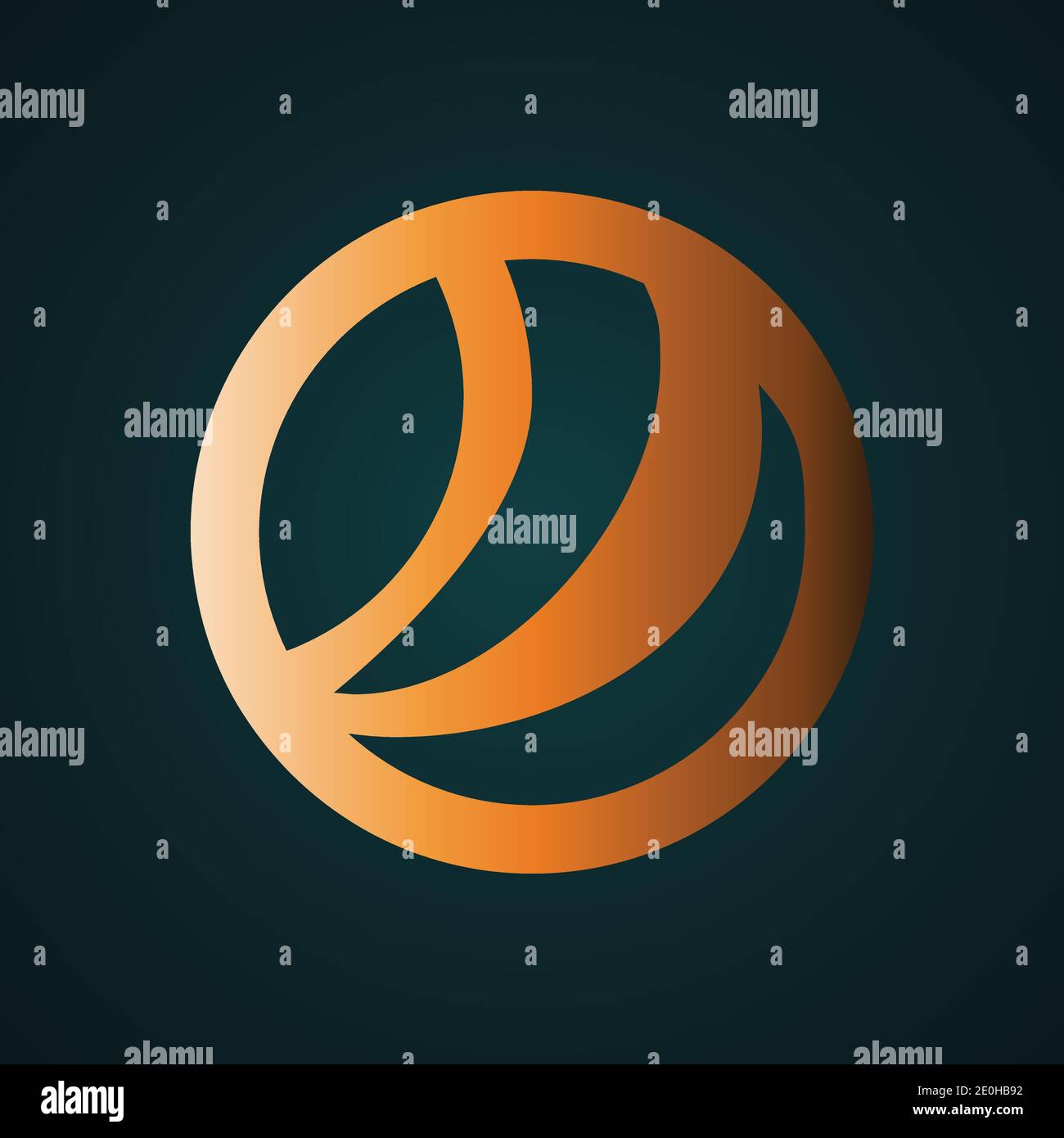 Abstract sphere logo. Gradient gold concept with dark background Stock ...