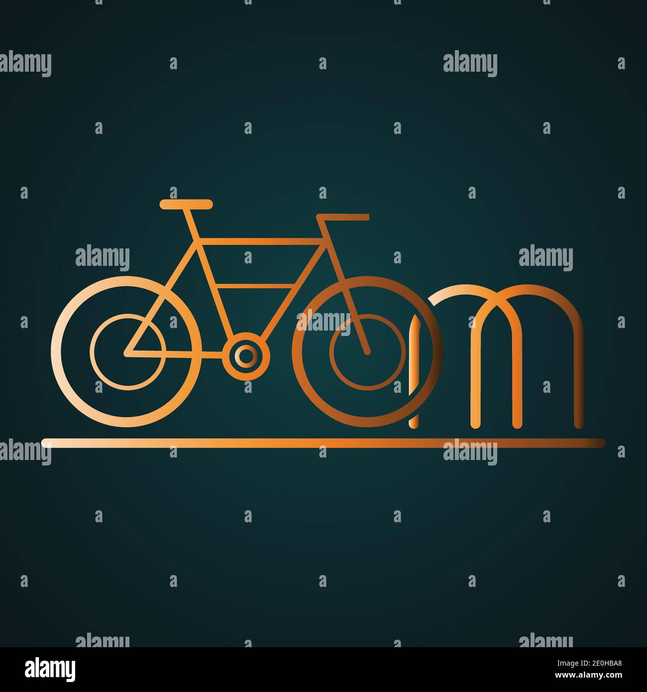 Bicycle parking icon vector. Gradient gold concept with dark background ...
