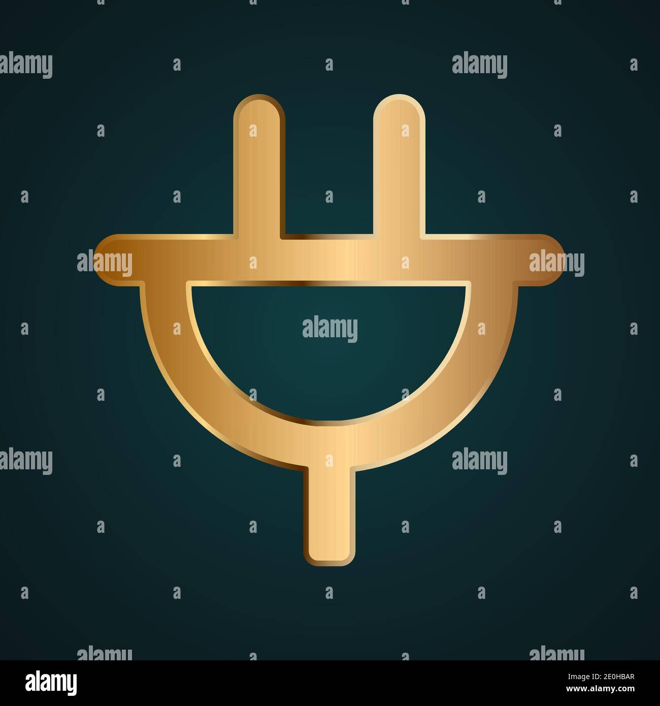 Plug up and down icon vector logo. Gradient gold metal with dark ...