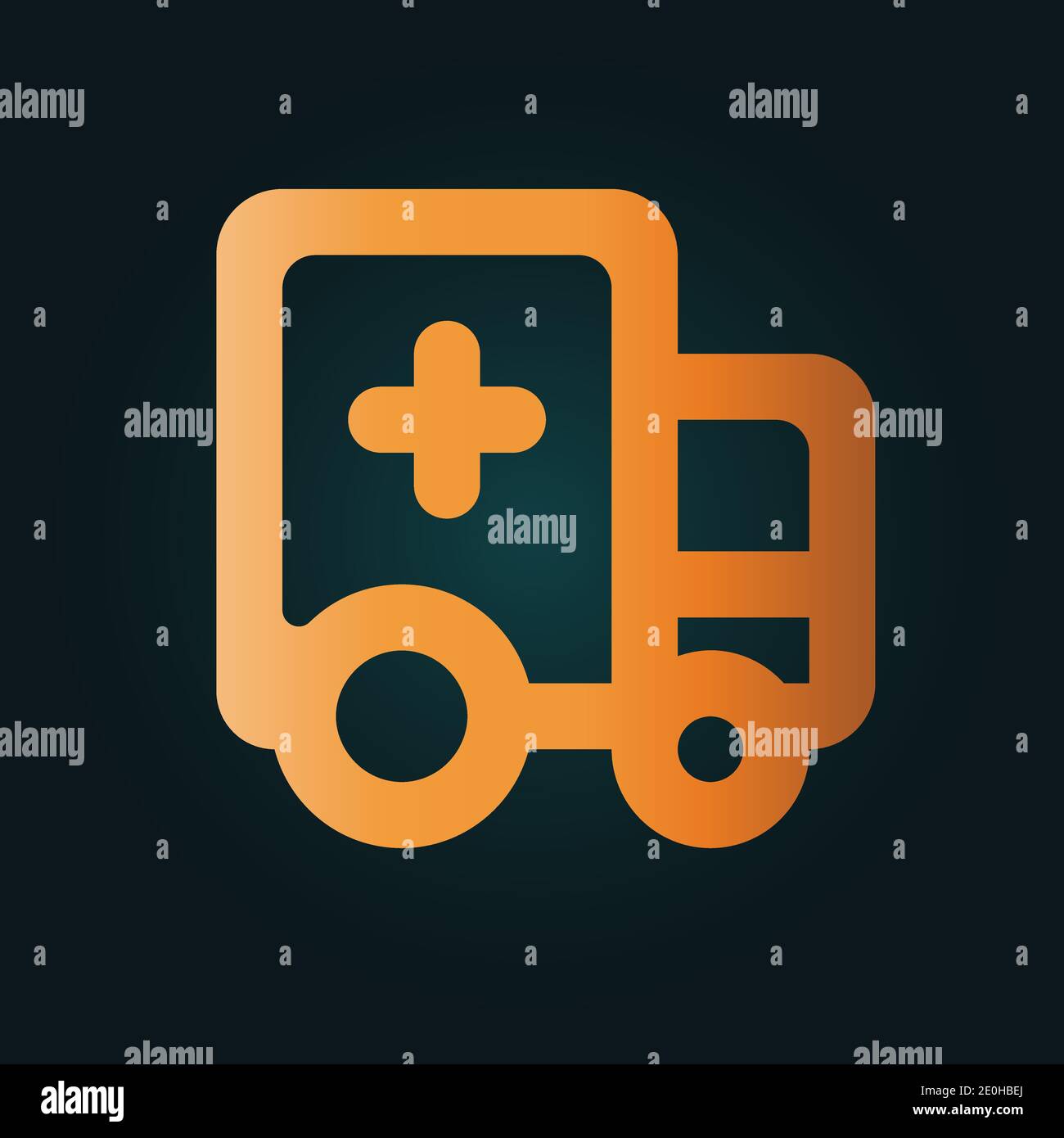 Gold line ambulance and emergency car. Gradient gold concept with dark ...