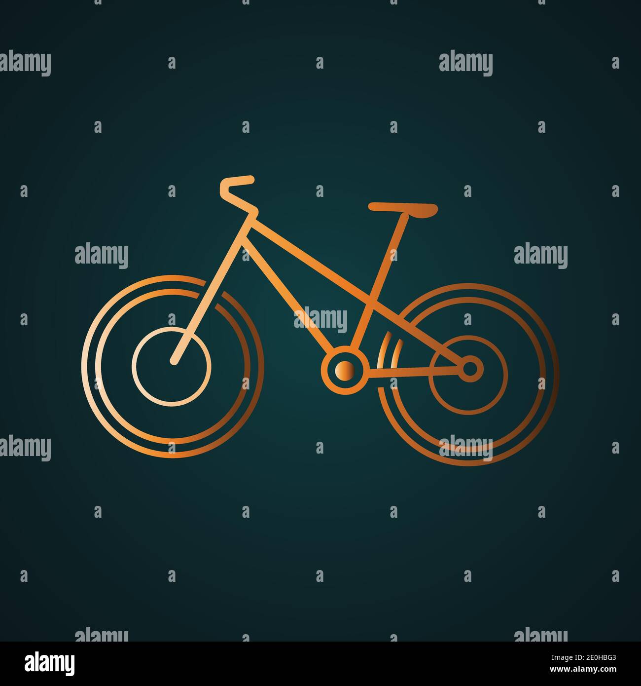 Modern bicycle icon vector logo. Gradient gold concept with dark ...
