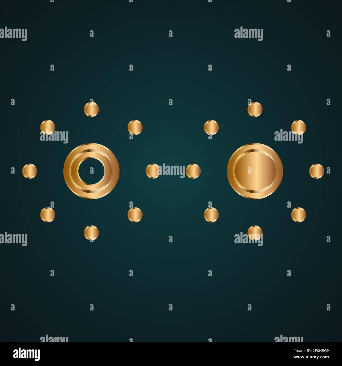 Brightness icon vector logo. Gradient gold metal with dark background ...