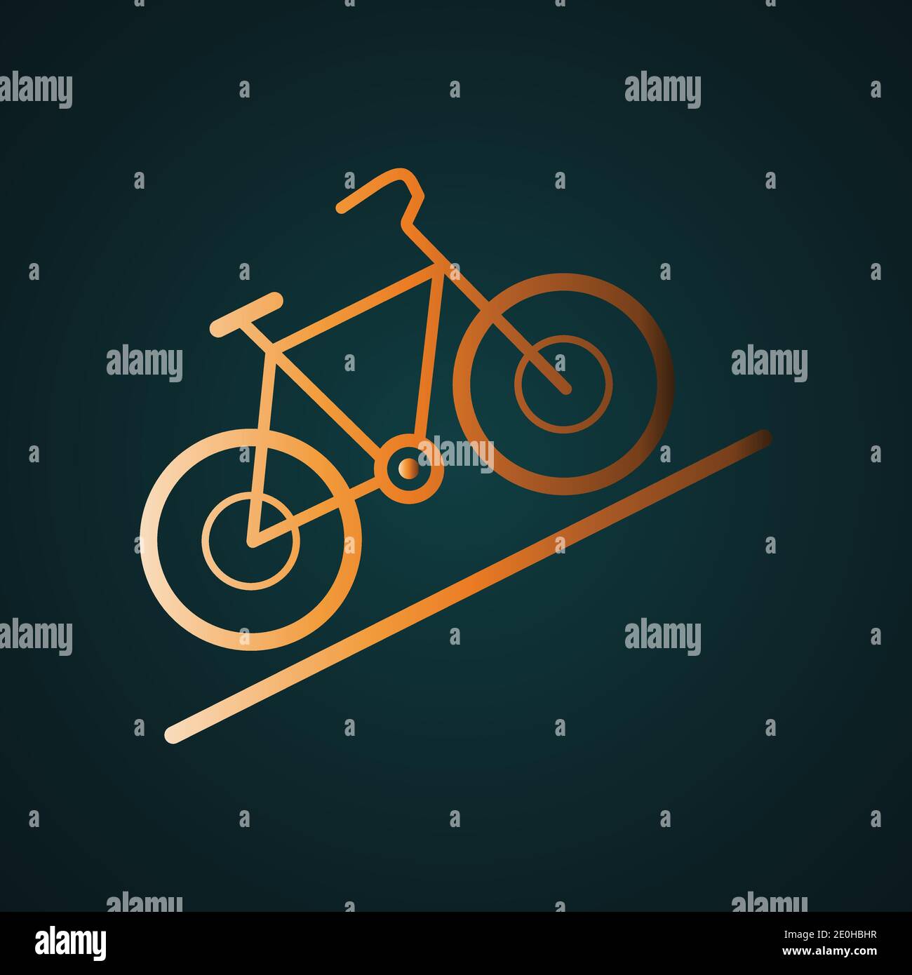 Bicycle for the off-road icon vector. Gradient gold concept with dark ...
