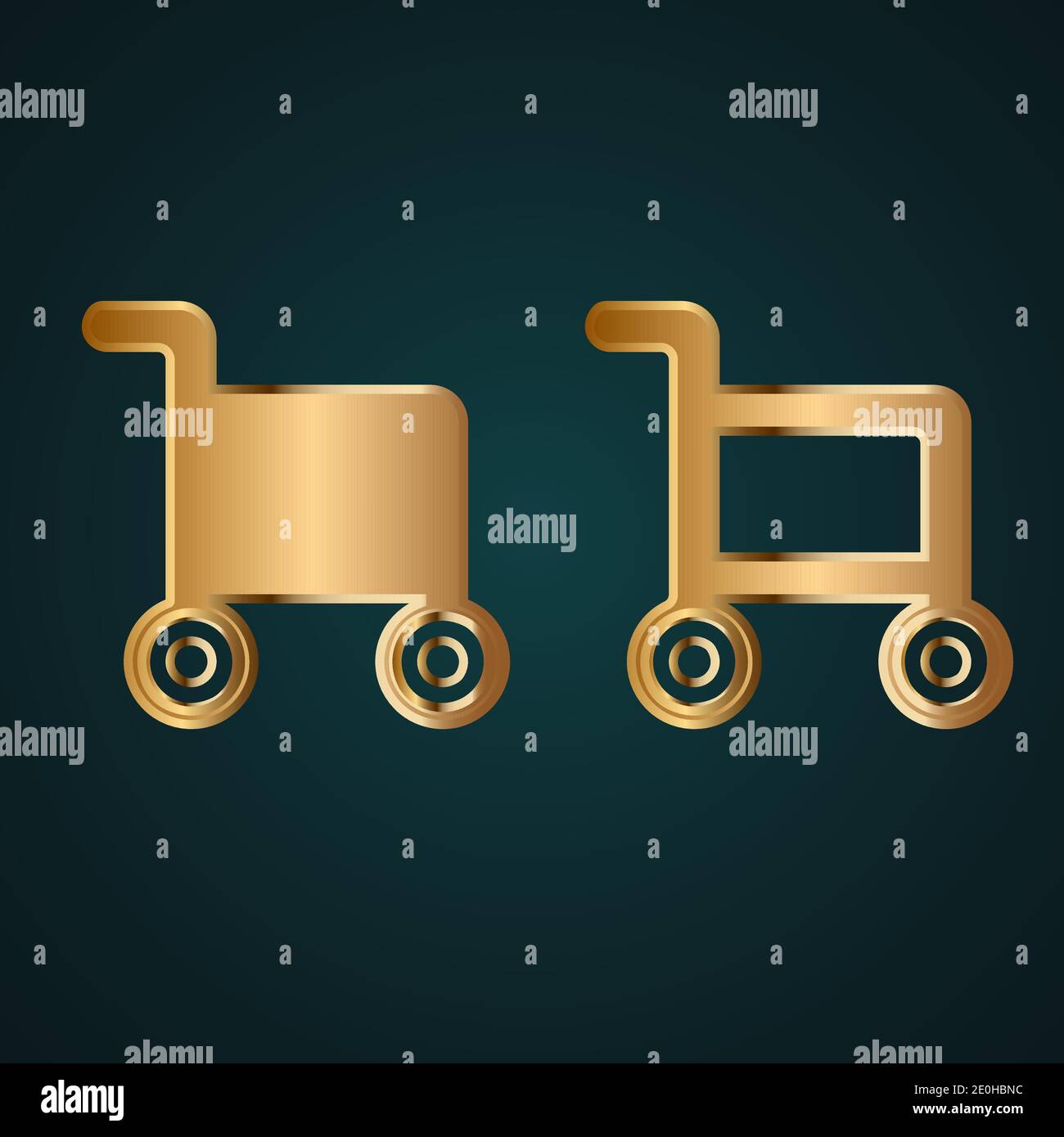 Filled and empty cart icon vector. Gradient gold metal with dark ...