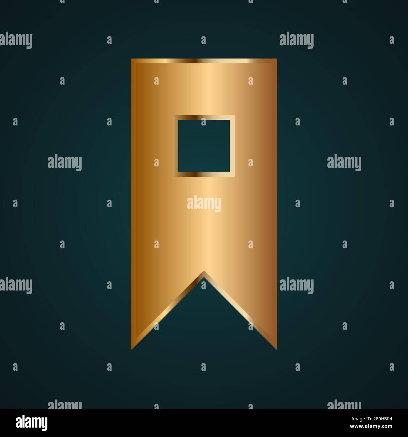 Bookmark icon vector logo. Gradient gold metal with dark background ...