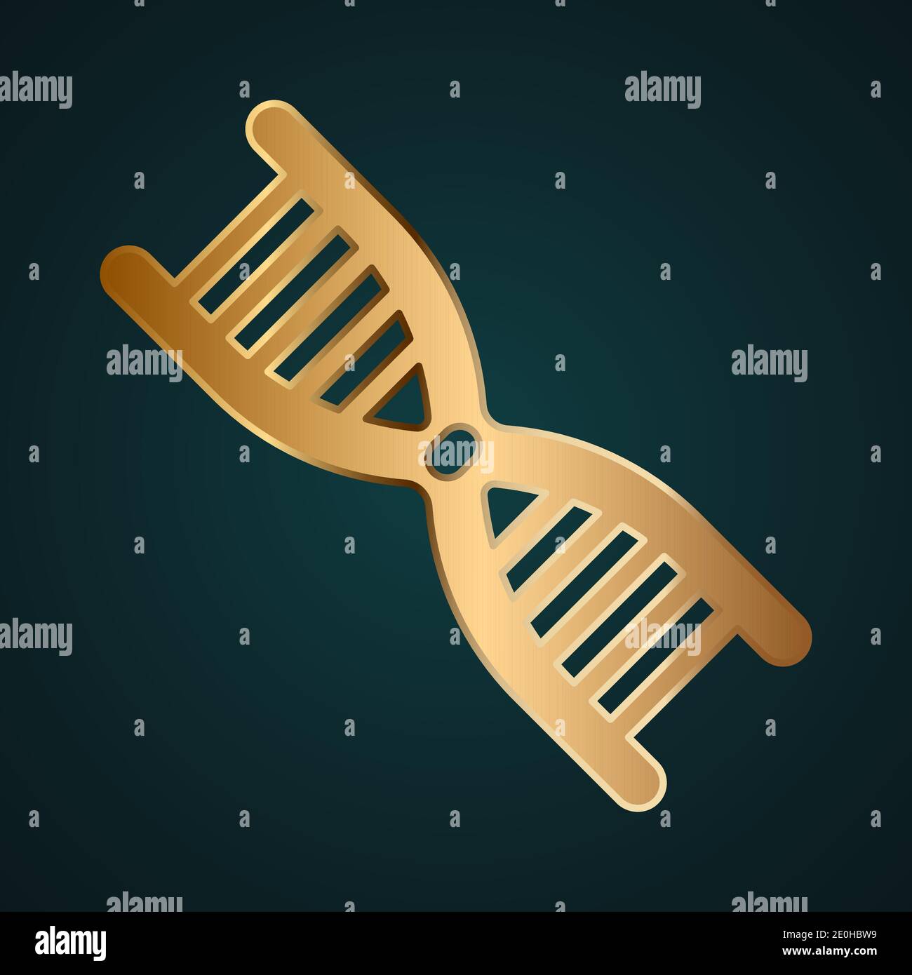 DNA molecule icon vector logo. Gradient gold metal with dark background ...