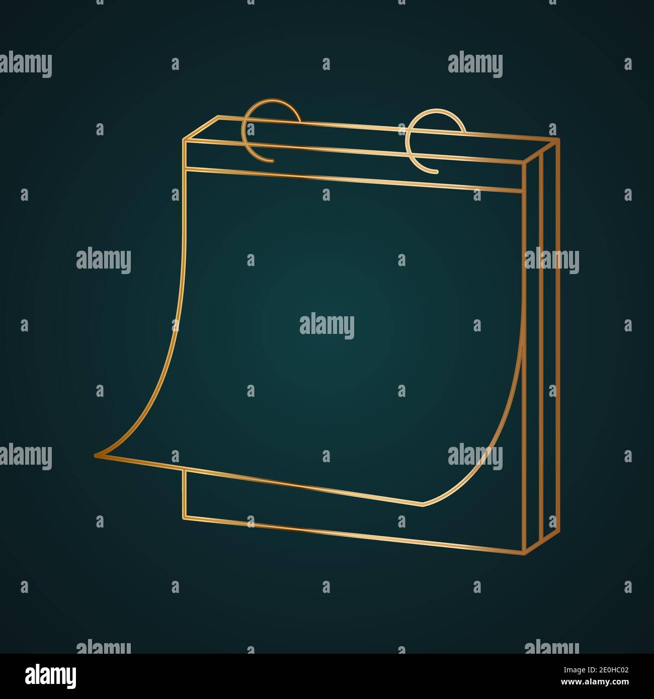 Empty calendar page vector icon. Gradient gold metal with dark ...