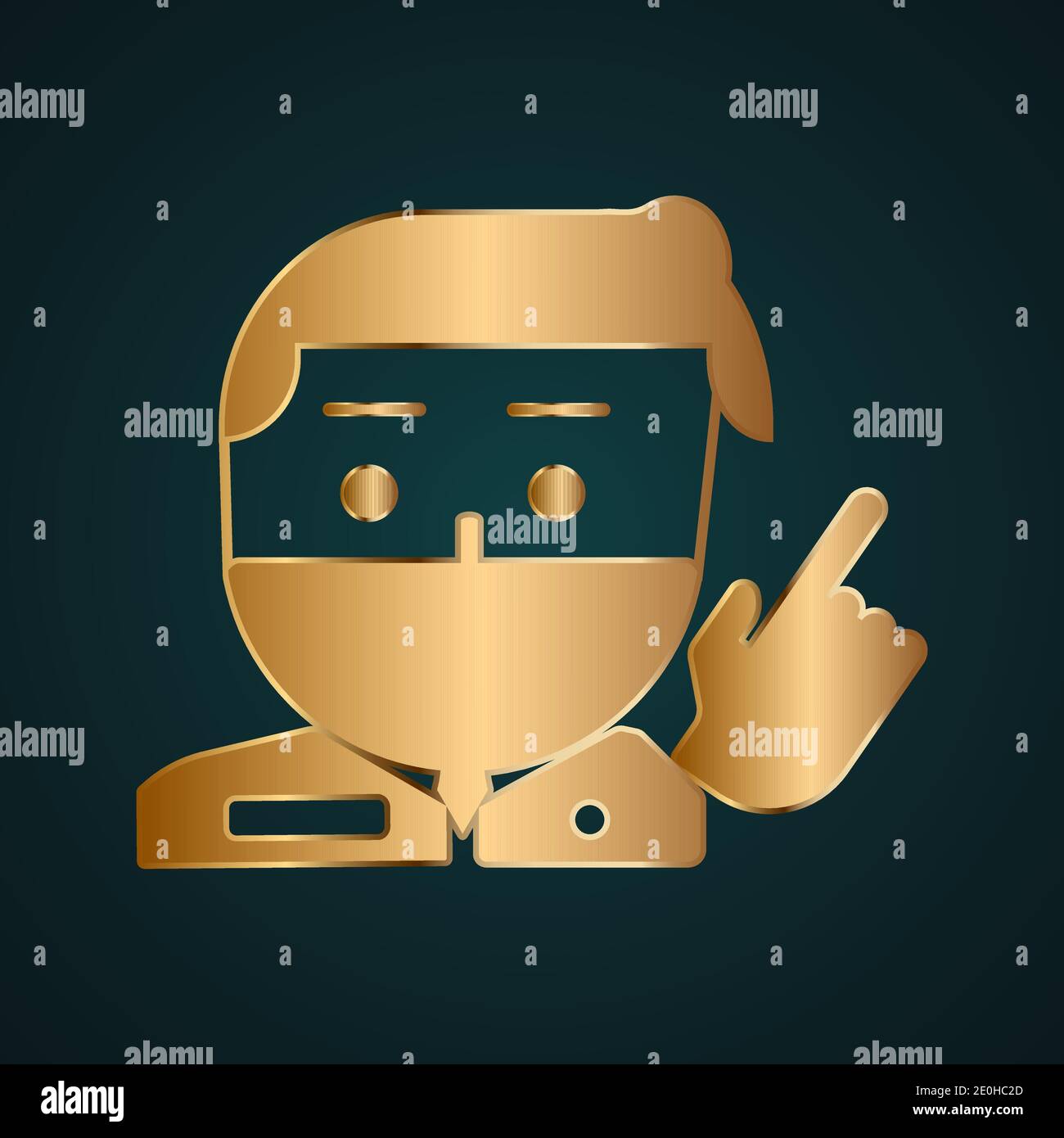 Doctor's advice icon vector logo. Gradient gold metal with dark ...