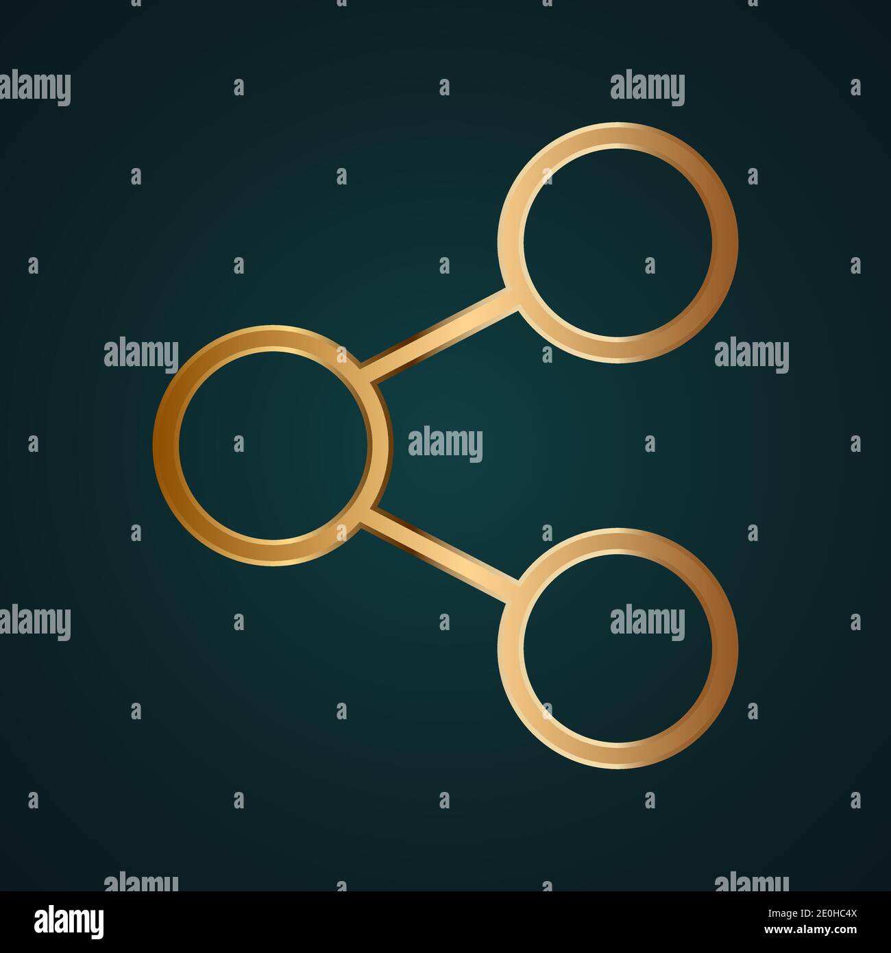 Connected dots icon vector logo. Gradient gold metal with dark ...