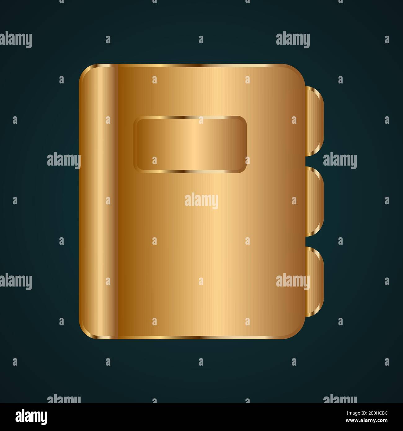 File book icon vector logo. Gold metal with dark background Stock ...