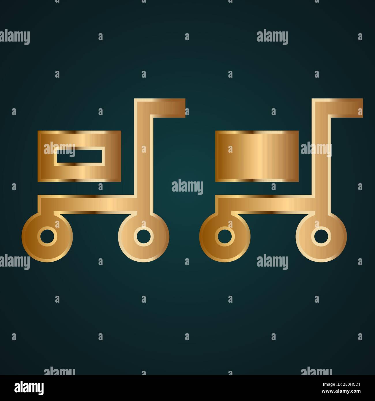 Filled and empty cart icon vector logo. Gradient gold metal with dark ...