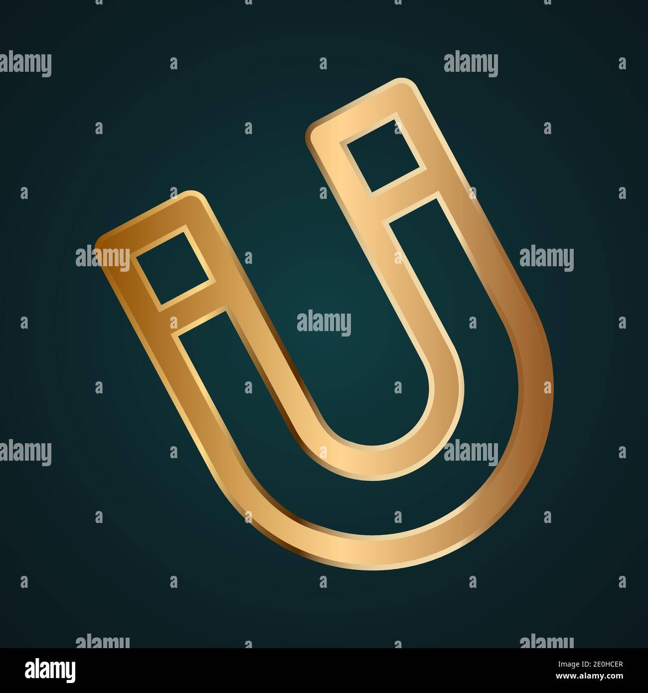 Magnet icon vector logo. Gold metal with dark background Stock Vector ...
