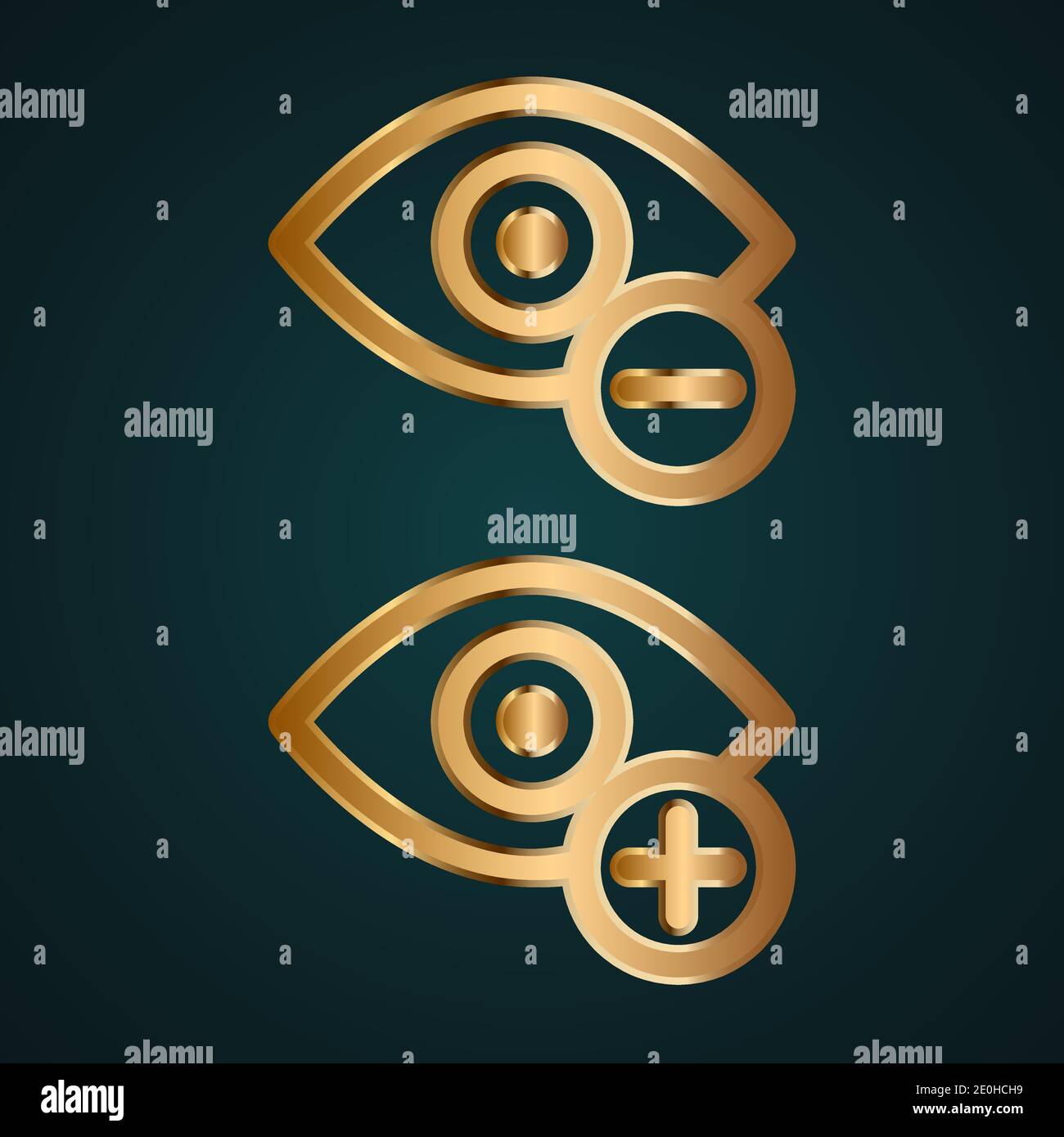 Hide and unhide eye icon. Gold metal with dark background Stock Vector ...