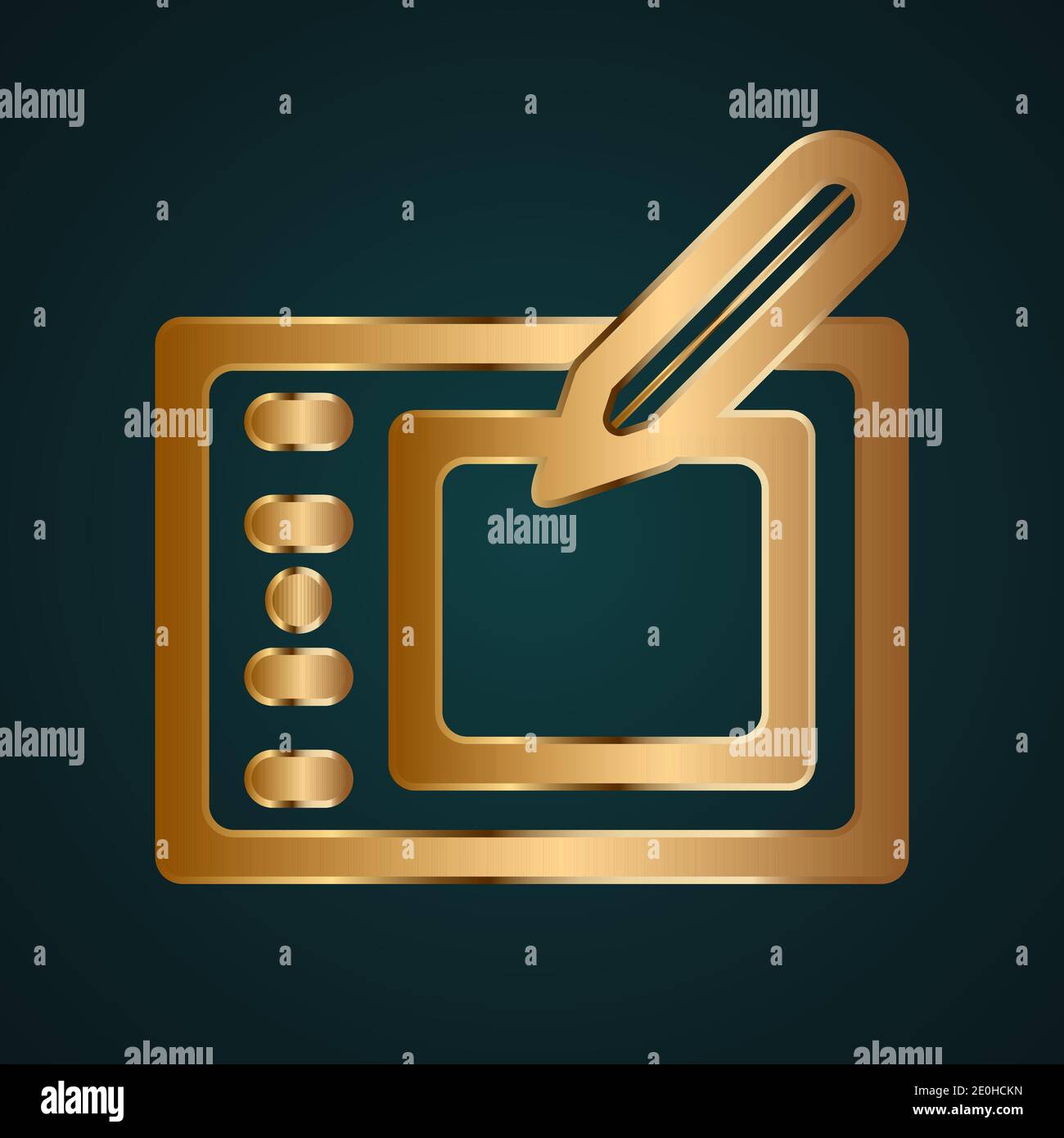 Graphic tablet icon vector logo. Gold metal with dark background Stock ...