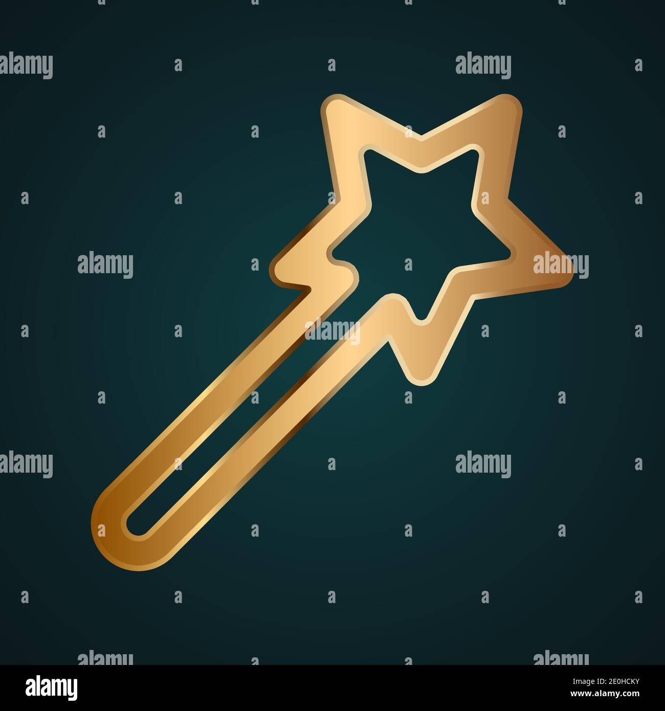 Magic wand icon vector logo. Gold metal with dark background Stock ...