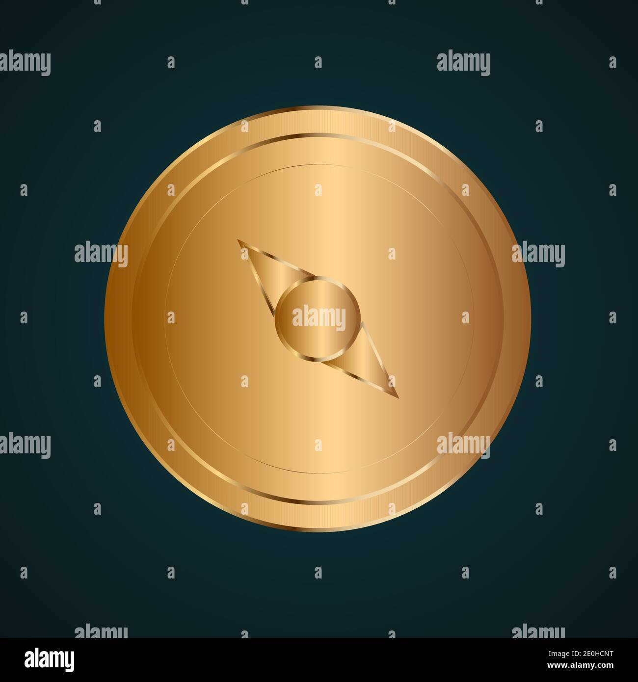 Gold compass vector icon. Gradient gold metal with dark background ...