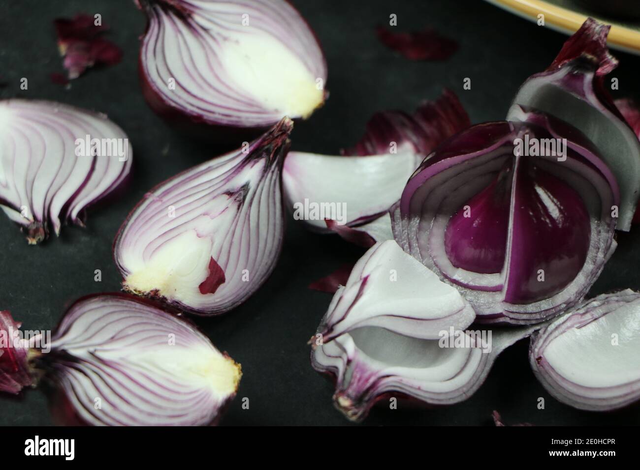 sweet red onions on background Stock Photo - Alamy