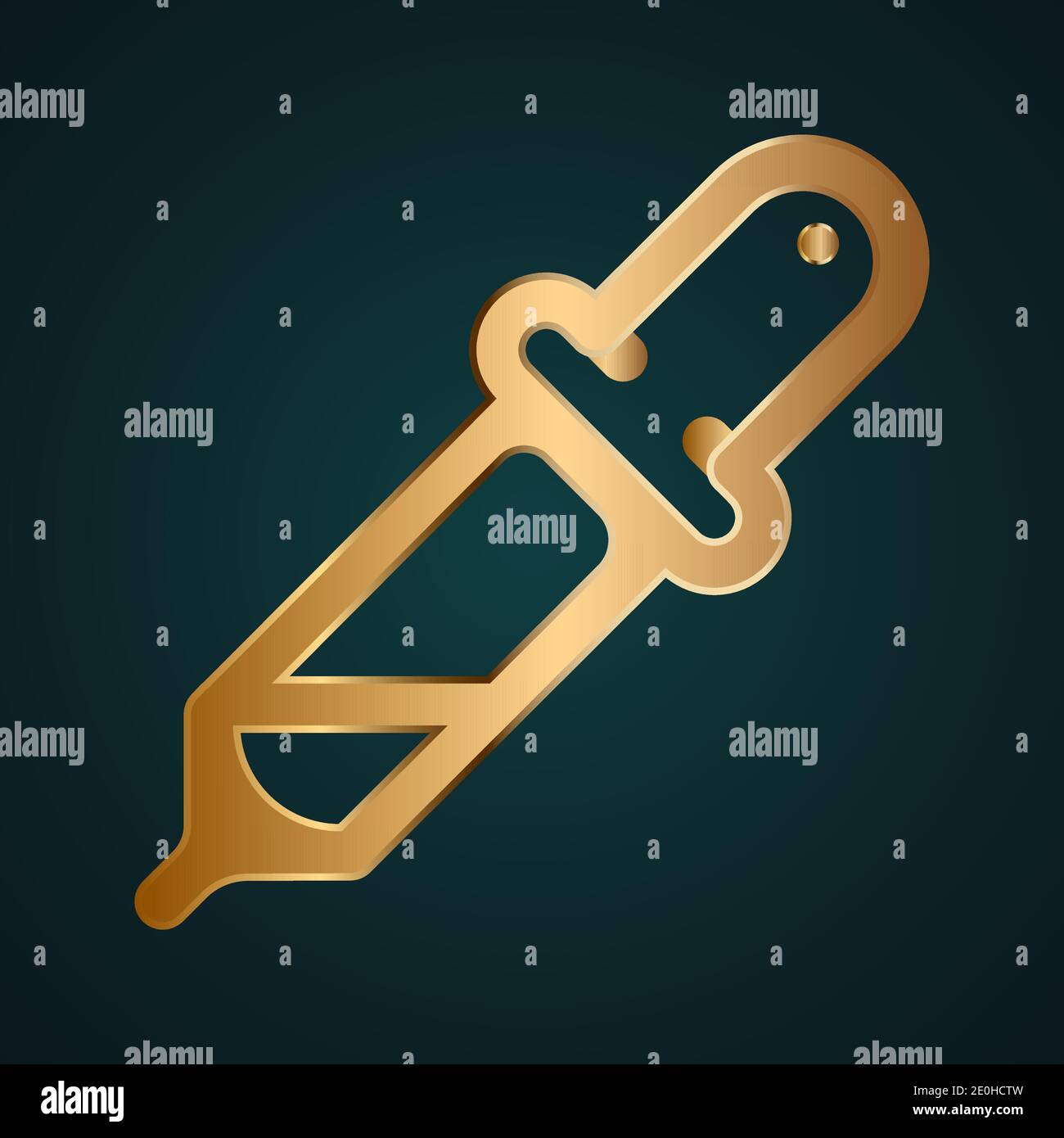 Eye dropper vector icon. Gold metal with dark background Stock Vector ...